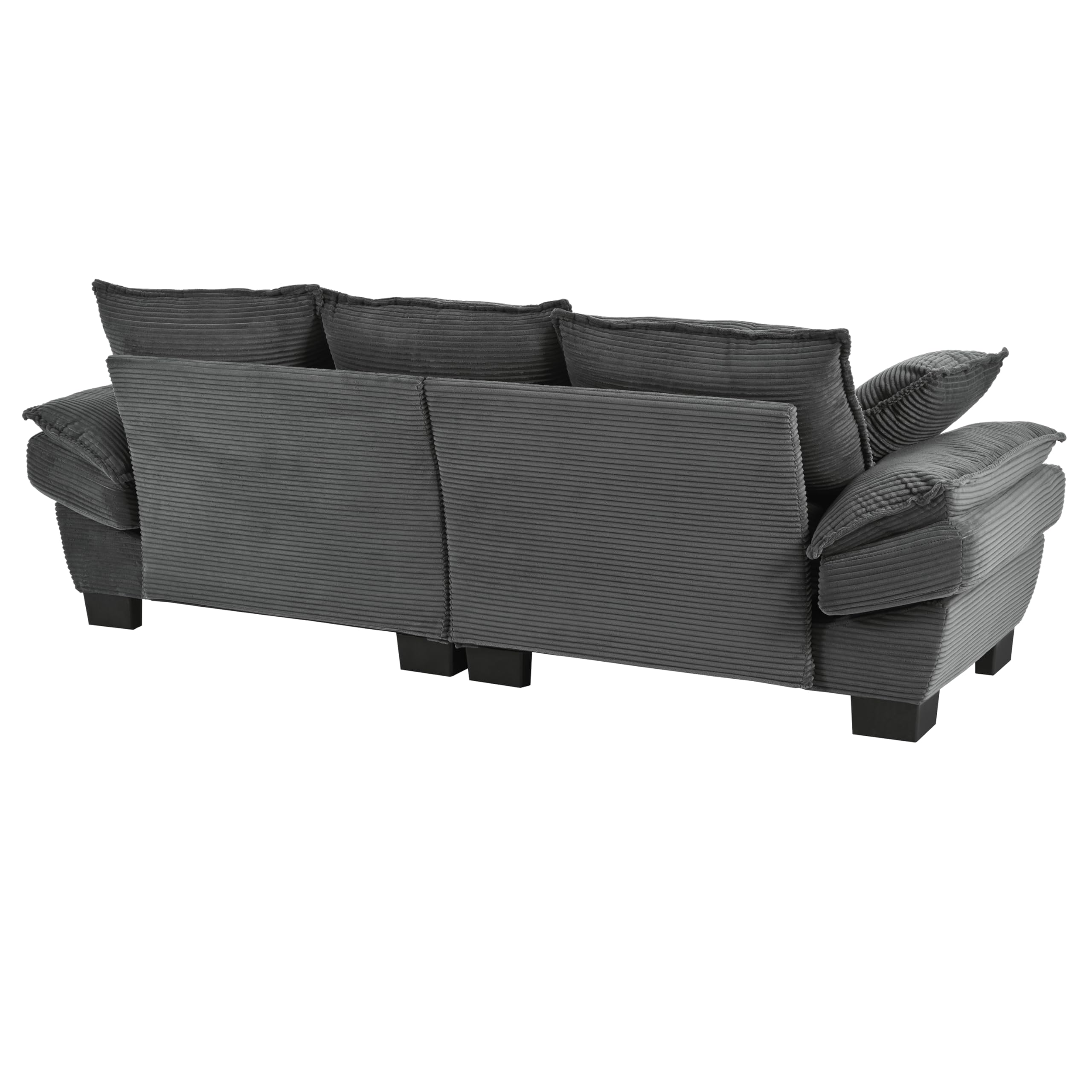 JIJIWANG 85.4" Corduroy Fabric Couch,Modern Curved Sofa with 2 Decorative Throw Pillows,Modern 2-Seat Loveseat Sofa Corduroy Fabric Couch for Small Space Living Room,Bedroom, Apartment,Gray