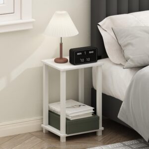 furinno simplistic compact bedside table, nightstand, white/white