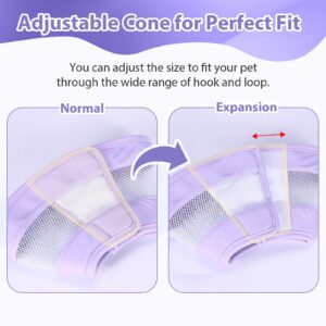 Cat Cone, Soft Cat Cone Collar to Stop Licking and Scratching, Adjustable E-Collar After Surgery for Cats, Mesh Recovery Elizabethan Collar for Cats, Kittens, Rabbits (Purple, S(Neck:5"-8"))