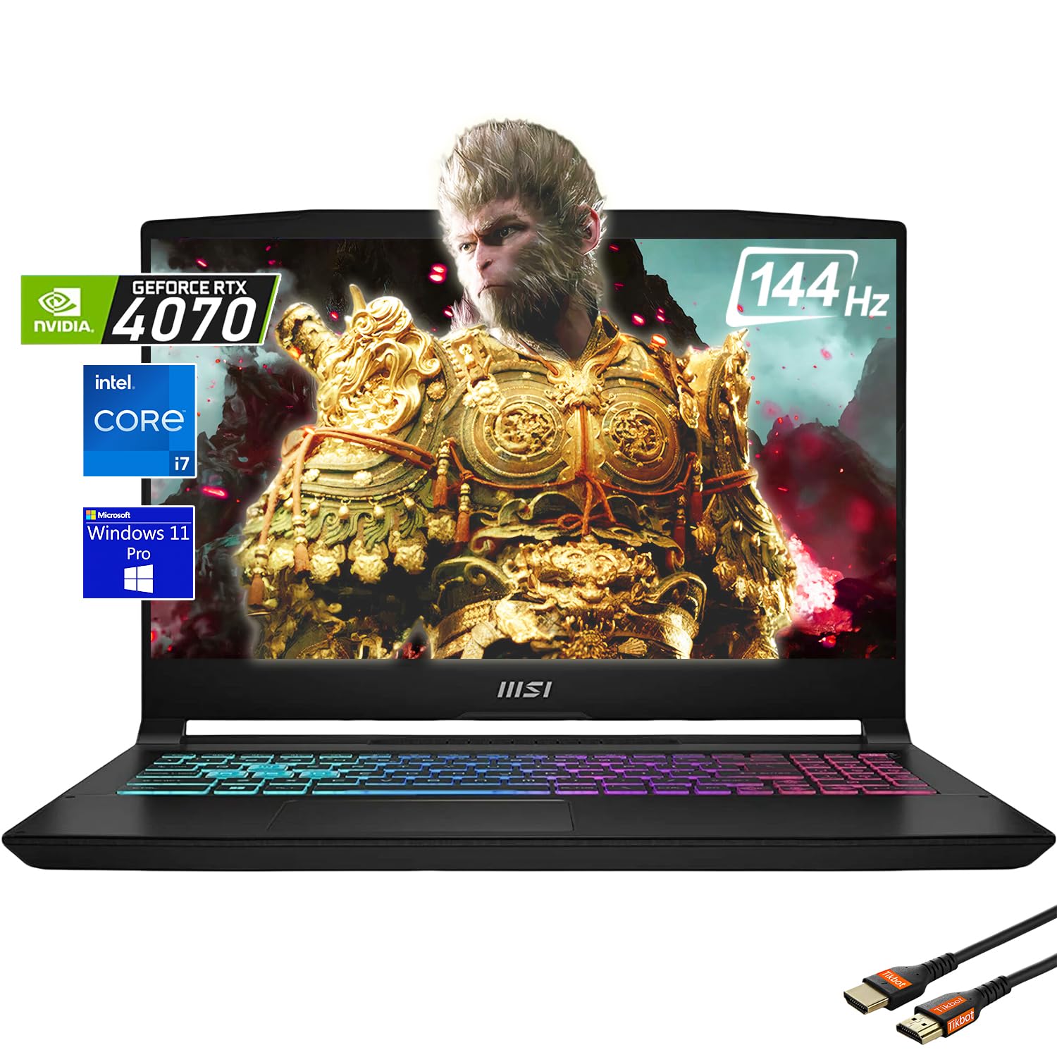 MSI Katana 15 Gaming Laptop, 15.6" 144Hz FHD Display, Intel 13th Gen Core i7-13620H, GeForce RTX 4070 8GB, WiFi 6, 4-Zone RGB Backlit KB, Webcam, Win 11 Pro, w/HDMI (64GB RAM|1TB PCIe SSD)