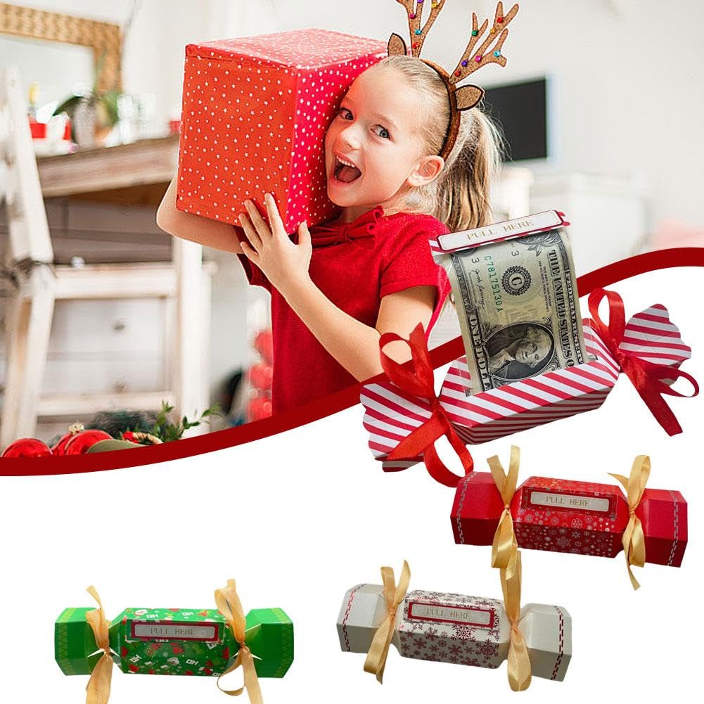 Christmas Money Dispenser and Money Box,Merry Christmas Money Box for Cash Gift,Christmas Money Holder Ornaments,Funny Christmas Money Pull Box for Kids Adults Friends (Cane Candy)