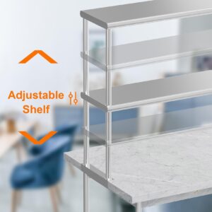 Stainless Steel Overshelf for Prep & Work Table, NSF Commercial Adjustable Double Deck Overshelf 2 Tier for Restaurant, Bar, Utility Room, Kitchen and Garage, 12'' x 60''