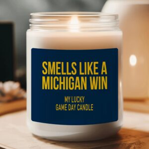 personalized smells like a michigan win candle, wolverines candle, gift for football fan, lucky candle, gift for michigan fan, man cave