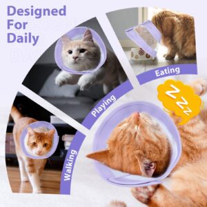 Cat Cone, Soft Cat Cone Collar to Stop Licking and Scratching, Adjustable E-Collar After Surgery for Cats, Mesh Recovery Elizabethan Collar for Cats, Kittens, Rabbits (Purple, S(Neck:5"-8"))