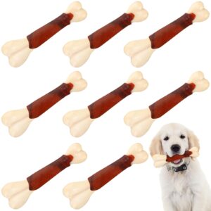 seenelling 8 pcs bones shaped dog toys for aggressive chewers, dog chew toys nylon beef flavor tough puppy teething toys chew bones gift for medium and small dog