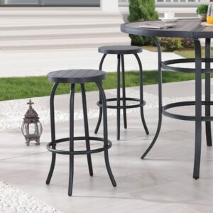 PatioFestival Patio Bar Stools Set of 4 Outdoor Counter Height Round Seat Bar Stool 29" Modern Backless Bar Chairs