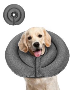 midog dog cone collar for large medium dogs, soft inflatable dog cone alternative after surgery, adjustable protective recovery cone - alternative e collar does not block vision (gray, l, patented)