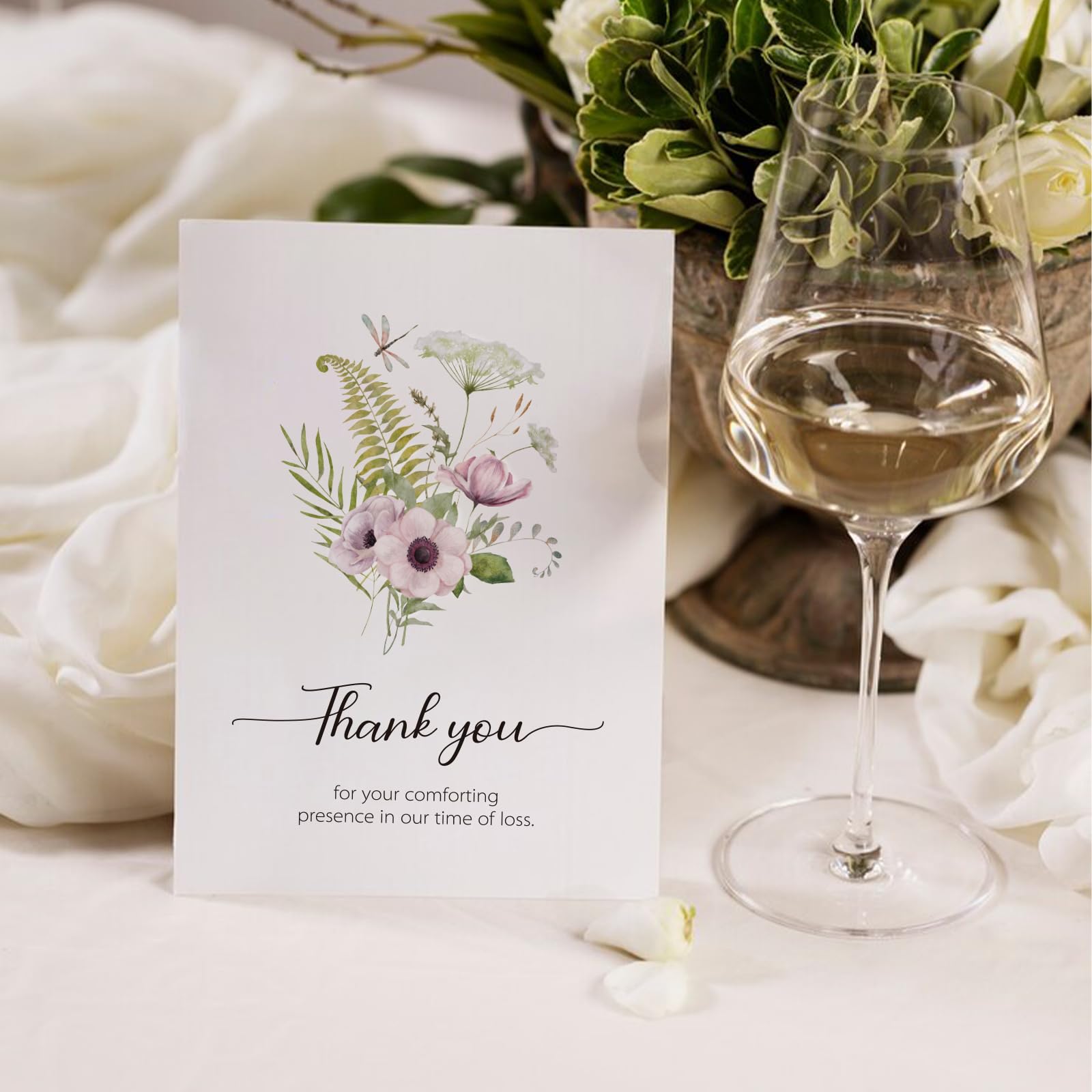 HiABNRT 50 Funeral Thank You Cards with Envelopes 4x6in Watercolor Wildflower Bereavement Sympathy Thank You Card with 5 Designs for Funeral Celebration of Life, Bulk, Message Inside