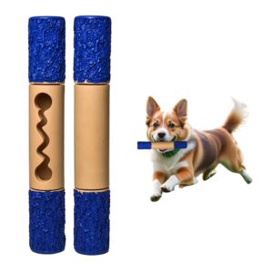 zidvocnix durable dog toy natural rubber aggressive chewers toy for large dogs, treat dispensing, toothpaste holder, interactive chew toy dog's dental health (beige & blue, 10''x1.5'')