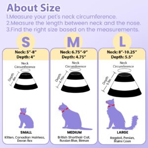 Cat Cone, Soft Cat Cone Collar to Stop Licking and Scratching, Adjustable E-Collar After Surgery for Cats, Mesh Recovery Elizabethan Collar for Cats, Kittens, Rabbits (Purple, S(Neck:5"-8"))