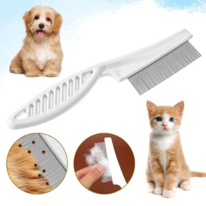 4pcs White Tick Comb for Dogs,Dog Flea Comb Cat Flea Comb Flea Comb for Kittens,Fine Tooth Tear Stain Remover,Large and Small Grooming Comb for Pets, Fine Tooth Tear Stain Remover