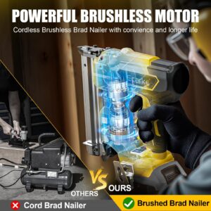 18GA Cordless Brad Nailer for Dewalt 20V MAX Battery: Electric Brad Nail Gun with 18 Gauge Nails for Upholstery Woodworking - Brushless- 2 Mode - 5/8 to 1-1/4 Inch - Tool Only