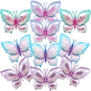 10 pcs butterfly balloons, gradient giant butterfly foil mylar balloon butterfly birthday decorations for butterfly theme birthday party wedding supplies (pink purple, green,blue)