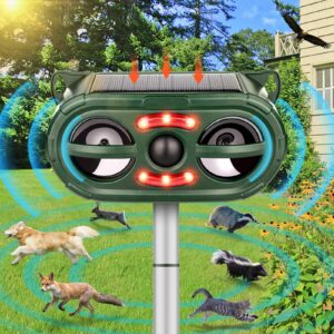 solar animal repeller outdoor,2024 upgrade cat repeller outdoor,ultrasonic squirrels repellent waterproof dog repeller,deer repellent devices with motion sensor and flashing lights for yard garden