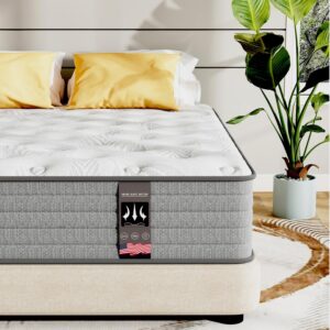 queen mattress,12 inch hybrid queen size mattress in a box with gel memory foam,individually pocket springs for pressure relief,motion isolation,edge support,medium firm,certipur-us,60"*80"*12"