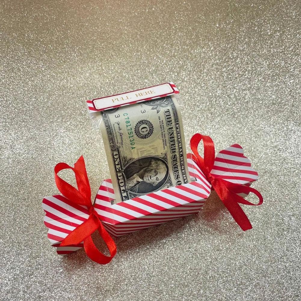 Christmas Money Dispenser and Money Box,Merry Christmas Money Box for Cash Gift,Christmas Money Holder Ornaments,Funny Christmas Money Pull Box for Kids Adults Friends (Cane Candy)