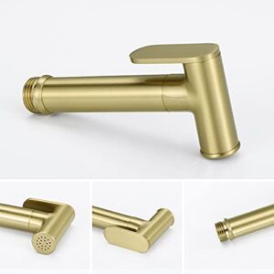 MINJING Handheld Bidet Toilet Sprayer Brushed Gold, Brass Bathroom Bidet Sprayer Set, Baby Cloth Diaper Sprayer, Single Cold Water, Easy to Install