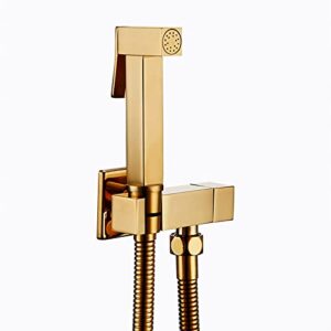 minjing bidet sprayer for toilet, baby cloth diaper sprayer, brass handheld bidet attachment for personal hygiene, pet shower, wall mount bidet faucet gold