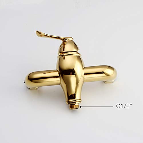 MINJING Bidet Faucet Gold, Hand Held Toilet Bidet Sprayer, Brass Single Handle Wall Mount Hot Cold Water Bidet Faucet, Cloth Diaper Sprayer