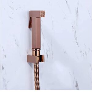 MINJING Bidet Sprayer, Single Cold Rose Gold Solid Brass Toilet Douche Kit Shattaf Shower Head Copper Valve Faucet Set,C Set