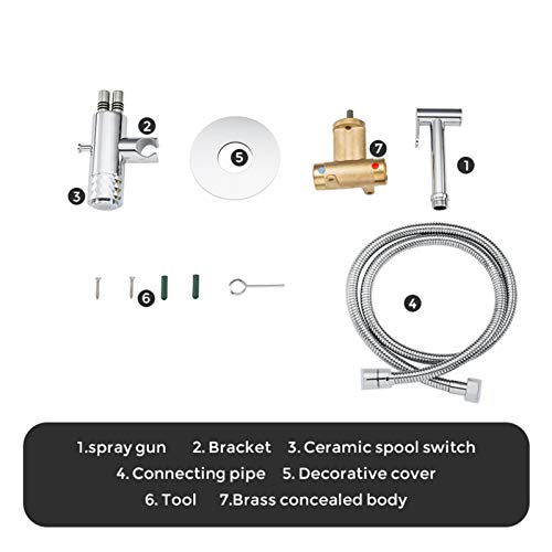 MINJING Bidet Faucet Chrome, Solid Brass Bathroom Bidet Mixer Tap, Handheld Bidet Sprayer for Toilet, Wall Mounted Toilet Bidet Sprayer, Hygienic Shower Faucet