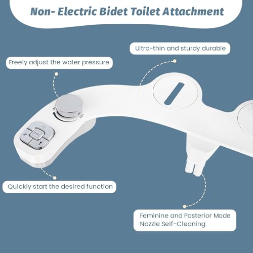 Ultra-Thin 3-Function Bidet Toilet Seat Attachment White