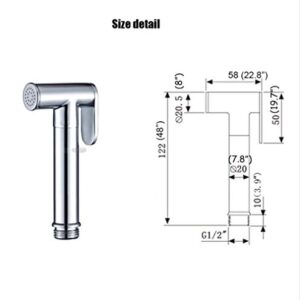 MINJING Toilet Hand held Bidet Sprayer kit Brass Chrome Plated Bathroom Bidet Faucet Spray Shower Head with Hose & T-Adapter & Holder B