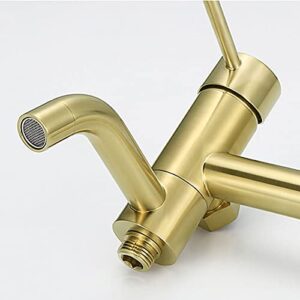 MINJING Handheld Toilet Bidet Sprayer, Brass Bidet Faucet Warm Mixer Cold and Hot, Toilet Sprayer for Personal Hygiene, Bathroom Bidet Attachment, Brushed Gold