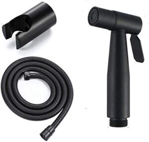 minjing shower kit bidet muslim shower tap into a shower or bidet - black toilet spray gun set stainless steel women's wash faucet 1.5 meter stainless steel inlet pipe