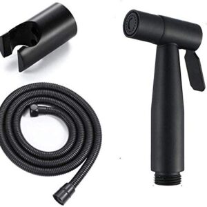 MINJING Shower Kit Bidet Muslim Shower tap into a Shower or Bidet - Black Toilet Spray Gun Set Stainless Steel Women's wash Faucet 1.5 Meter Stainless Steel Inlet Pipe