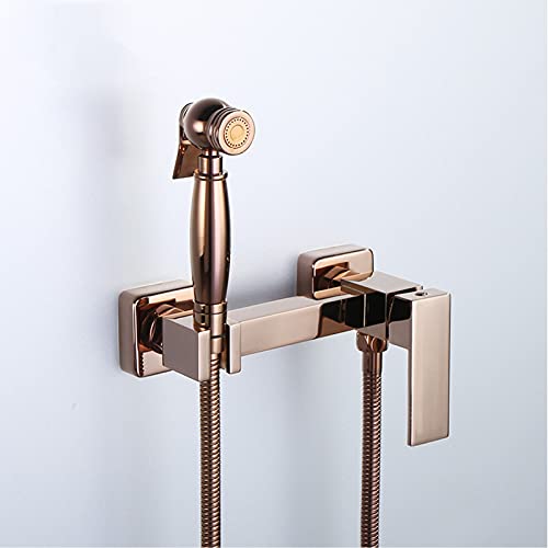 MINJING Bidet Sprayer for Toilet Rose Gold, Baby Cloth Diaper Sprayer for Toilet, Brass Wall Mounted Bidet Faucet for Personal Hygiene, Pet Clean