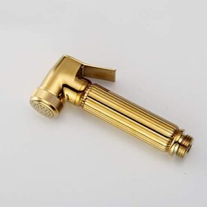 MINJING Bidet Faucet Gold, Hand Held Toilet Bidet Sprayer, Brass Single Handle Wall Mount Hot Cold Water Bidet Faucet, Cloth Diaper Sprayer