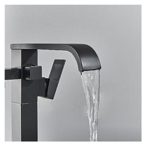 Floor Mounted Bathtub Shower Faucet Swivel Waterfall Spout Freestanding Bathroom Crane Black Bathtub Shower Faucet(Nickel B)