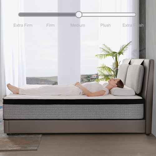 OGlAWA King Size Mattress Memory Foam 12 inch Gry King Mattress a Box indvidual Pocket Sping Breathable Comfontable for Sleep Suporive Pressure Reie. (12 inch, King)