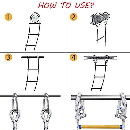 FGQCBBYC Fire Escape Ladder 1-8 Storey, Emergency Fire Escape Rope Ladder with Hooks, Resistant Safety Evacuation Ladder, for Windows and Balconies/5M/3M