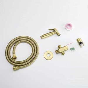 MINJING Bidet Sprayer for Toilet, Brass Handheld Bidet Toilet Spray, Bathroom Baby Cloth Diaper Sprayer, Portable Toilet Spray for Washing, Brushed Gold