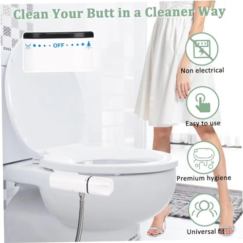 Bidet Attachment for Toilet UK, Toilet Bidet Attachment, Ultra-Slim Bidet Sprayer with Dual Nozzle, Non-Electric Bidet Spray Adjustable Pressure for Feminine/Posterior Wash