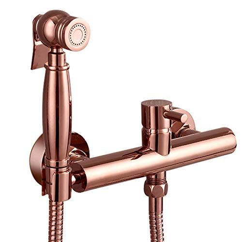 MINJING Bathroom Bidet Sprayer Rose Gold, Handheld Bidet Sprayer for Toilet, Single Handle Wall Mount Heated Bidet Faucet, Bidet Attachment