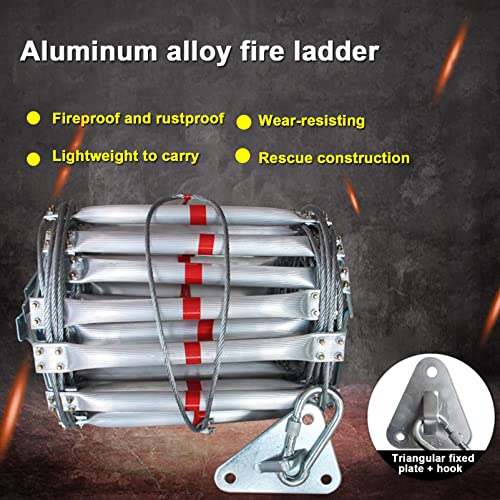 FGQCBBYC Emergency Fire Escape Ladder 2-6 Storey, Flame Resistant Rope Ladder Portable Aluminum Alloy Soft Ladder, Fire Ladder for Indoor or Outdoor Play Set,Tree House, Playground,26FT/8M