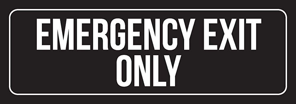 Zinevie Durable Rounded Corners Long Lasting Modern Design Sign New Great Black Background with White Font Emergency Exit Only Office Wall Sign-3 x 8 Inch