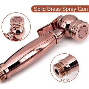 MINJING Bathroom Bidet Sprayer Rose Gold, Handheld Bidet Sprayer for Toilet, Single Handle Wall Mount Heated Bidet Faucet, Bidet Attachment