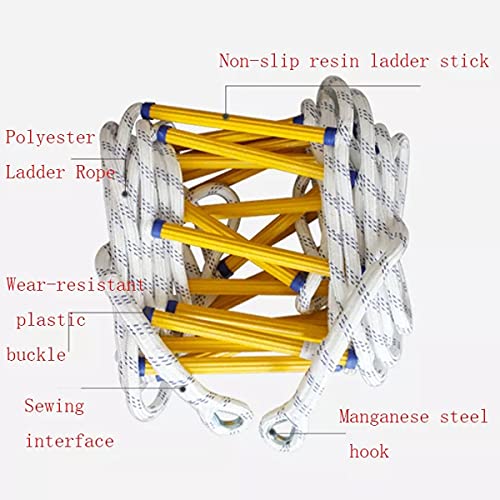 FGQCBBYC Escape Rope Ladder, Fire Escape Ladders Home Lifeline Ladder Emergency Rope Ladder Load Capacity up to 2000 Lb Rope Ladder Escape Ladder/12M/39Ft