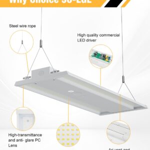 JC-LGL 210W LED Linear High Bay Light with PIR Sensor，LED High Bay Shop Lights Fixture, Compatible with Industrial 120-277V, LED Linear High Bay Light for Shop Garage Warehouse