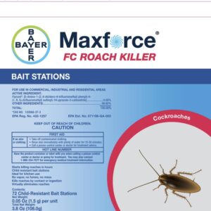 Maxforce FC Roach Bait Stations 72 Count | Premium USA Supply Gloves for Safe Eradication | USA Supply Pest ID Card