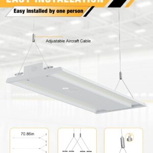 JC-LGL 300W LED Linear High Bay Light with PIR Sensor，LED High Bay Shop Lights Fixture, Compatible with Industrial 120-277V, LED Linear High Bay Light for Shop Garage Warehouse