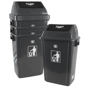 gainhope set of 4 plastic 15 gallon large swing top trash can, tall kitchen garbage bin, wastebasket with lid