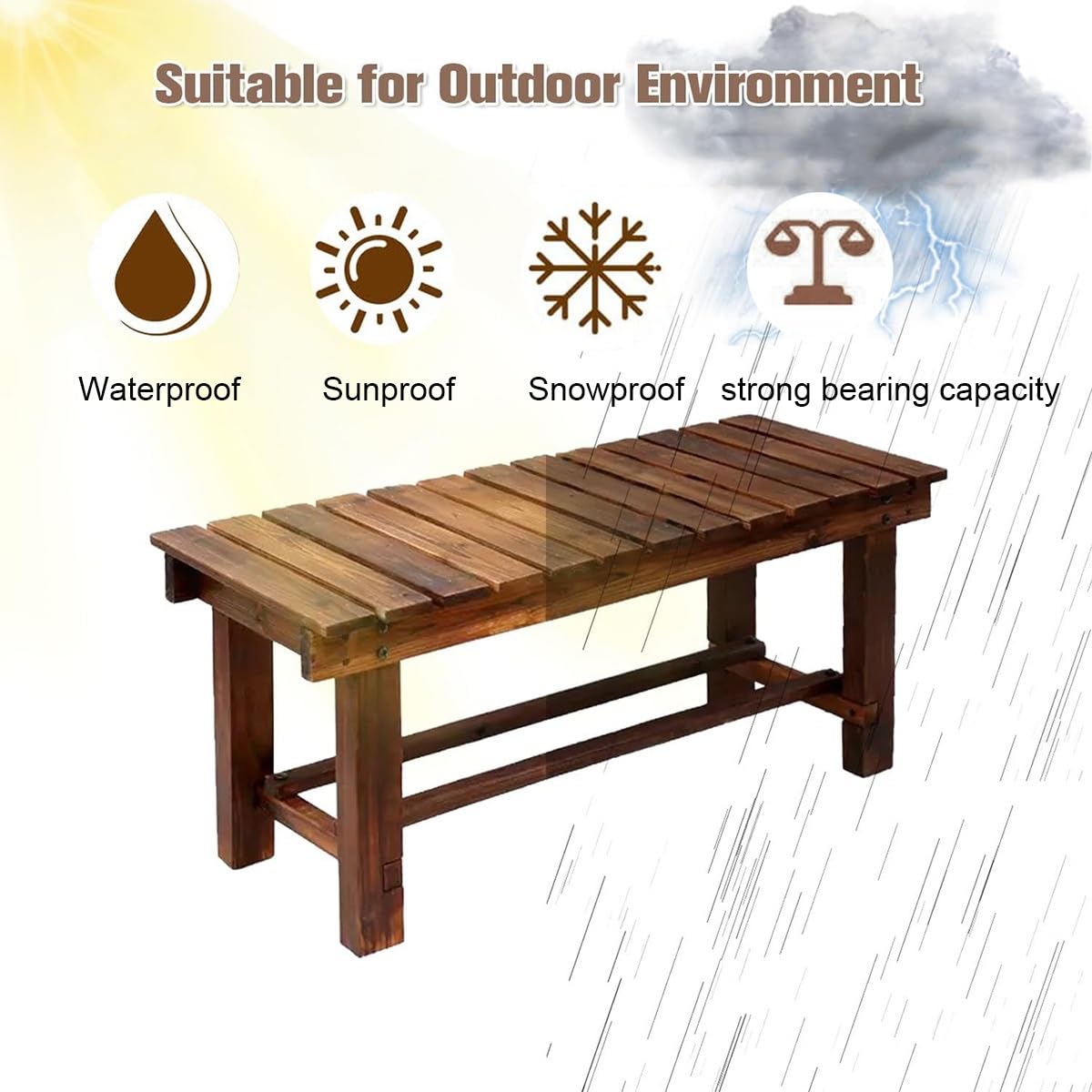 Weatherproof Sturdy Garden Bench, Patio Garden Bench Loveseats Park Furniture, Cozy Yard Seating Suitable for Indoor Or Outdoor(35.5"×16"×14")