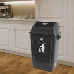 Gainhope Set of 4 Plastic 15 Gallon Large Swing Top Trash Can, Tall Kitchen Garbage Bin, Wastebasket with Lid