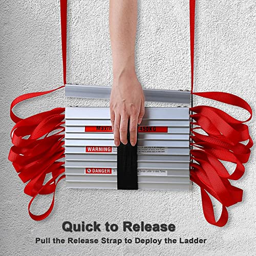 FGQCBBYC Escape Rope Ladder for Home Climbing Fire Escape Windows and Balcony, Reusable Emergency Fire Escape Ladders Weight Capacity Up to 450KG, Kids and Adults Metal Ladder,7.5M/24FT