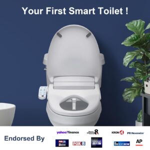 ZMJH 236D Bidet Toilet Seat, Round Smart Unlimited Warm Water, Vortex Wash, Electronic Heated, Warm Air Dryer, Rear and Front Wash, LED Light, Need Electricity, White (Round)